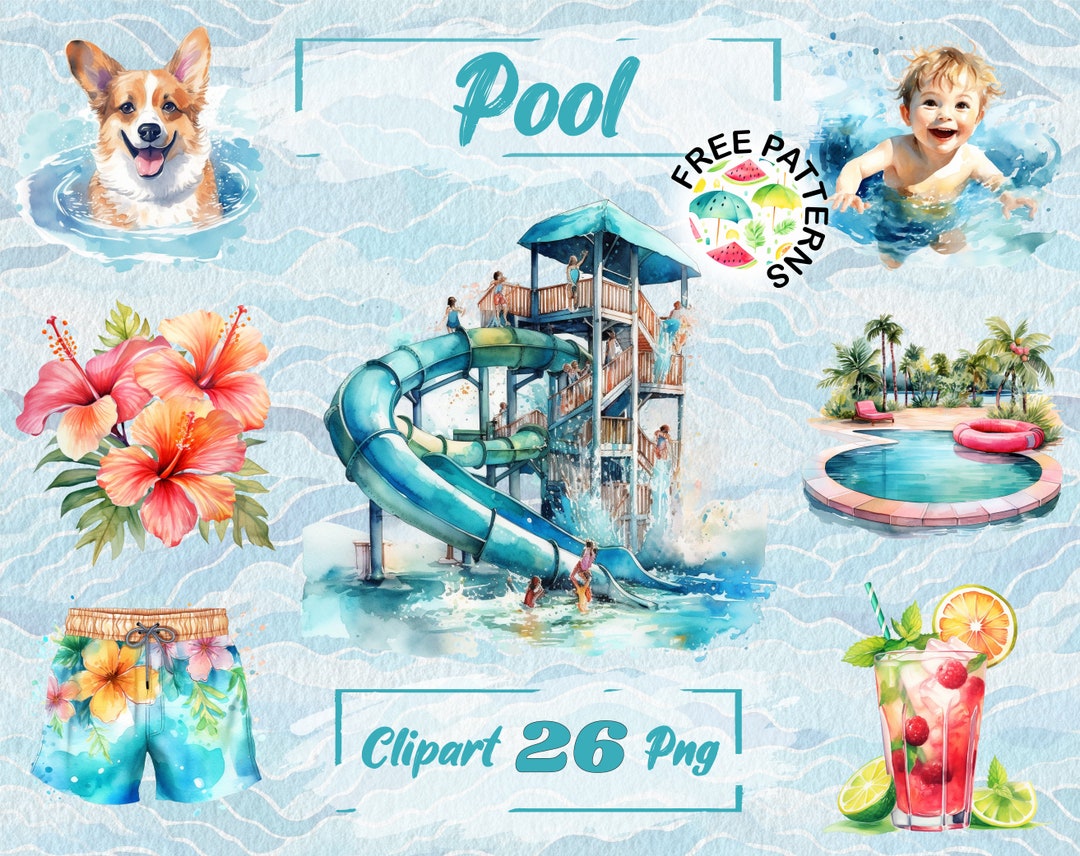Watercolor Pool Clipart Pool Float Clipart Pool PNG Summer Clipart ...