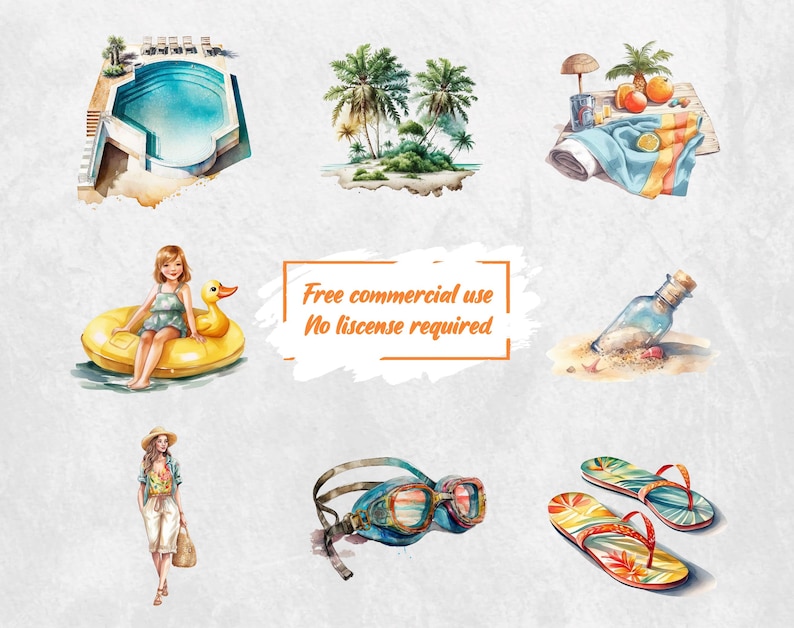 Beach Day Bundle Sea Clipart Summer Vacation PNG Swimming Clip - Etsy