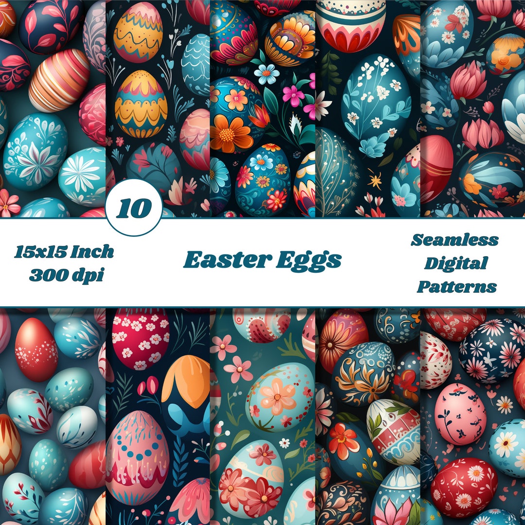 Easter Eggs Seamless Pattern - Colorful Egg Designs, Festive Spring Art ...