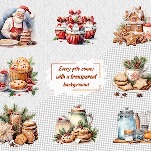 Christmas Baking Clipart, Watercolor Baking PNG, Christmas Sweets Clip ...