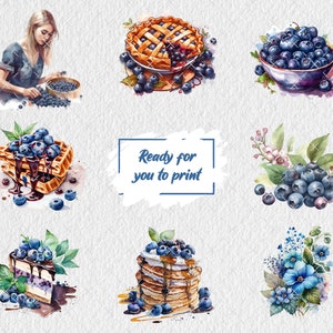 Watercolor Blueberries Clipart Summer PNG Bundle Berries PNG Blueberry ...
