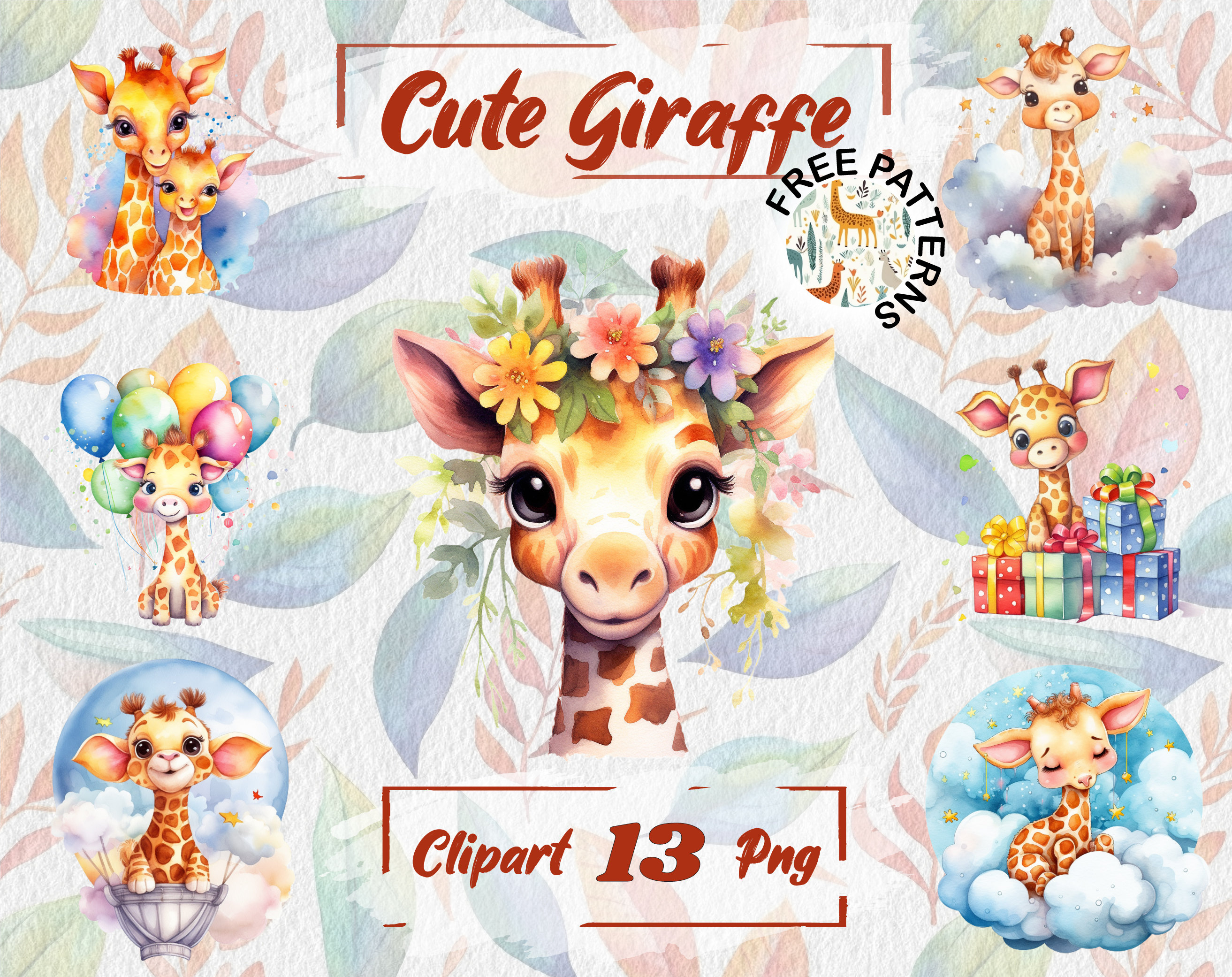 Watercolor Cute Giraffe Baby Giraffe Clipart Cute Animals Png - Etsy