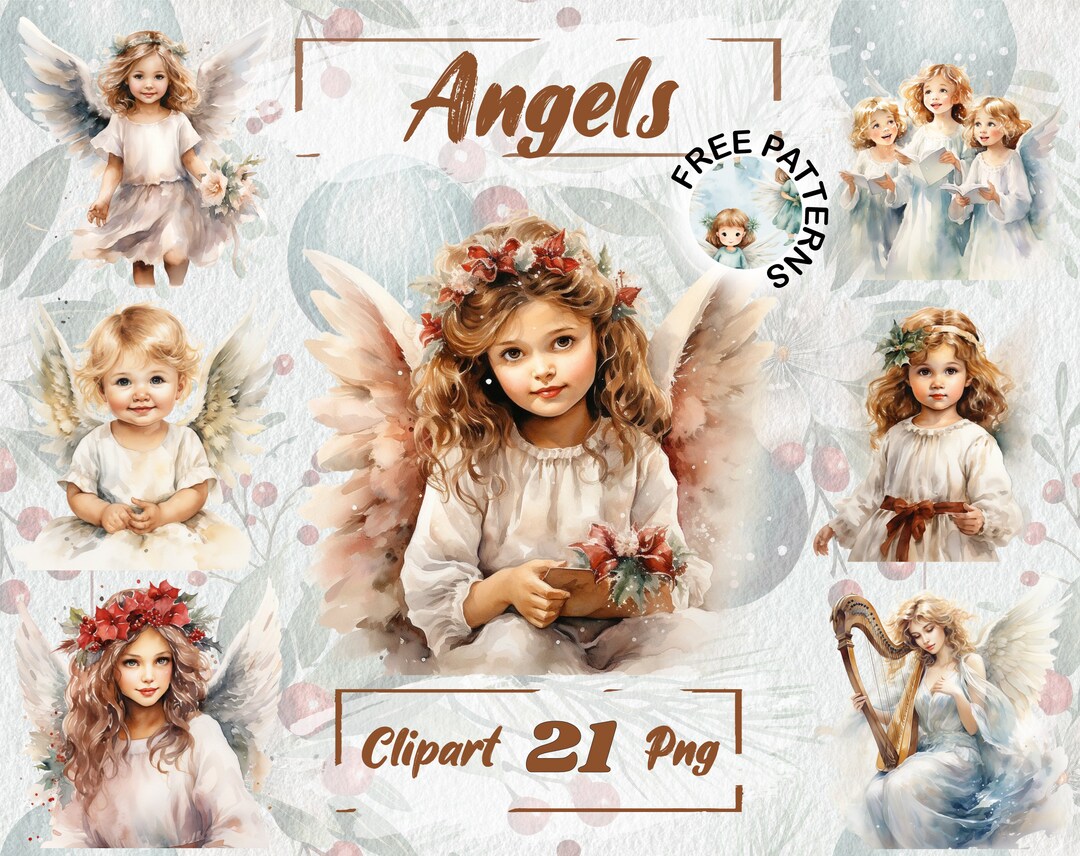 Christmas Angels Clipart, Watercolor Angel, Angel PNG, Little Girl ...