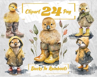 Ducklings in Rain Boots Printable Art Prints, Commercial Use Duckling ...