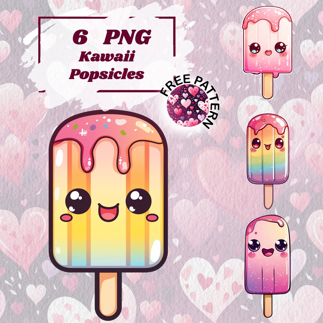 Cute Kawaii Popsicles Clipart, Cute Popsicles PNG Digital Download ...