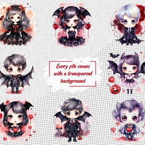 Watercolor Cute Vampire Clipart Halloween Vampire Clipart Cute ...