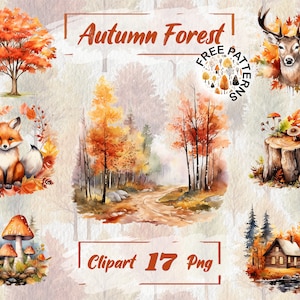 Watercolor Fall Forest Fall Clipart Autumn Clipart Autumn Leaves PNG ...