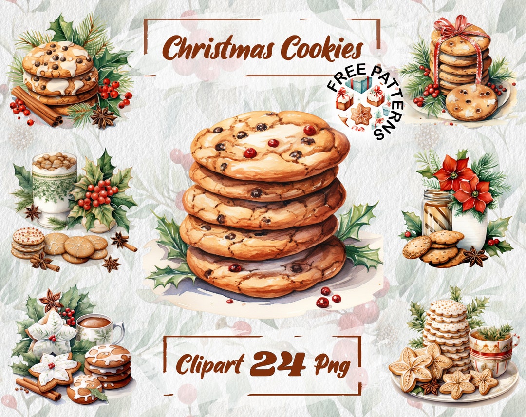 Christmas Cookies Clipart, Watercolor Cookies Christmas Decor Merry ...