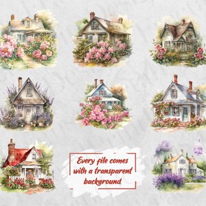 Floral Cottage Watercolor Clipart Cottagecore Clipart Floral Bundle ...