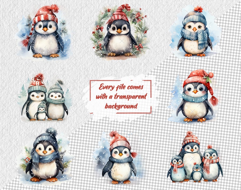 Christmas Penguin Clipart, Baby Penguin PNG, Penguin Sublimation ...