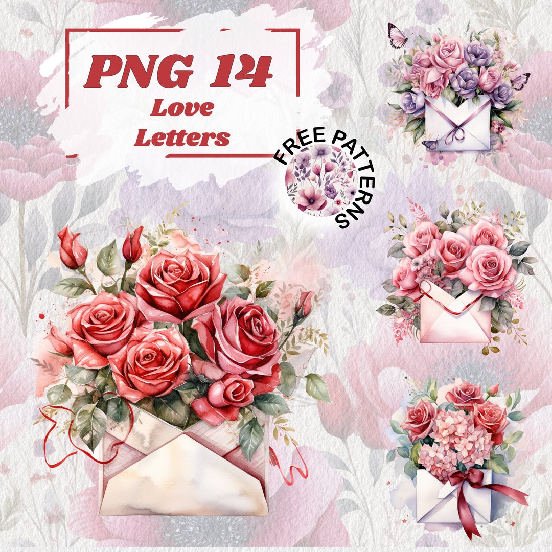 Love Letter Clipart Bundle, Valentine's Day, Love Clipart, Romantic ...