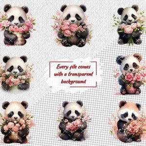 Cute Panda Clipart, Panda With Flowers, Panda PNG Spring Flowers ...