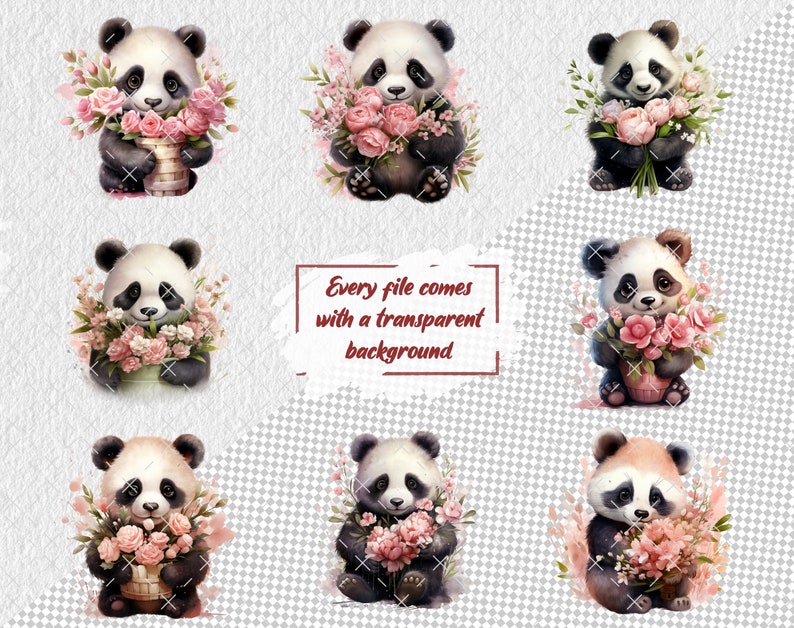 Cute Panda Clipart, Panda With Flowers, Panda PNG Spring Flowers ...