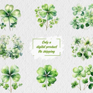 Watercolor Clover Clipart. Grass Clipart. Floral Shamrock Wreaths ...