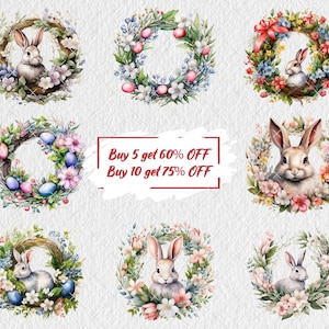 Easter Wreath Clipart PNG Watercolor Wreath Clipart, Spring Flower and ...