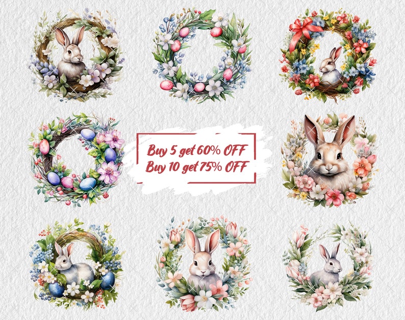 Easter Wreath Clipart PNG Watercolor Wreath Clipart, Spring Flower and ...