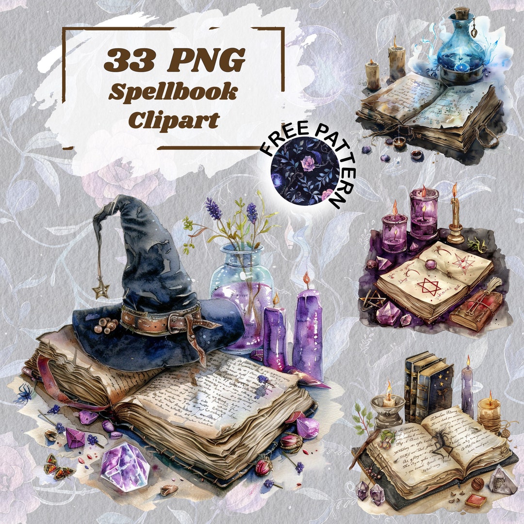 Spell Book Clipart Vintage Wizard Tome PNG Book of the Dead Clipart ...