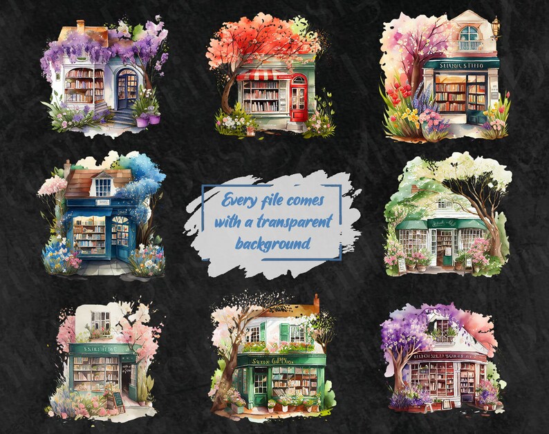 Spring Bookstore Clipart Bookstore Clipart Bundle Book Shop Clipart PNG ...