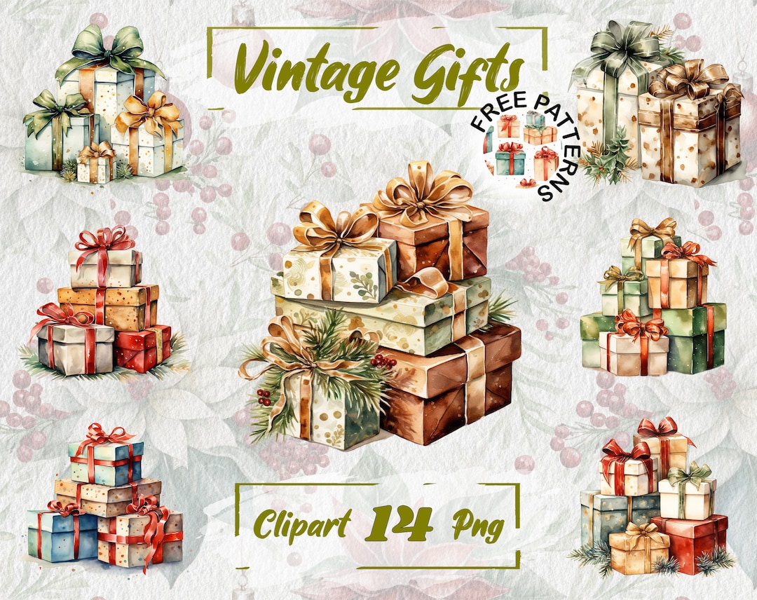 Christmas Gifts Clipart Watercolor Christmas Bundle Winter Clipart ...