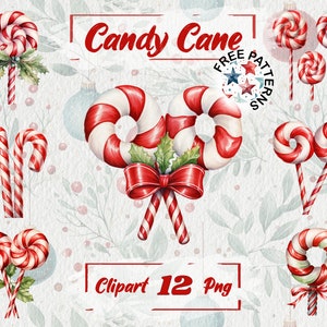 Candy Cane Clipart, Christmas Sweets PNG, Christmas Images, Watercolor ...