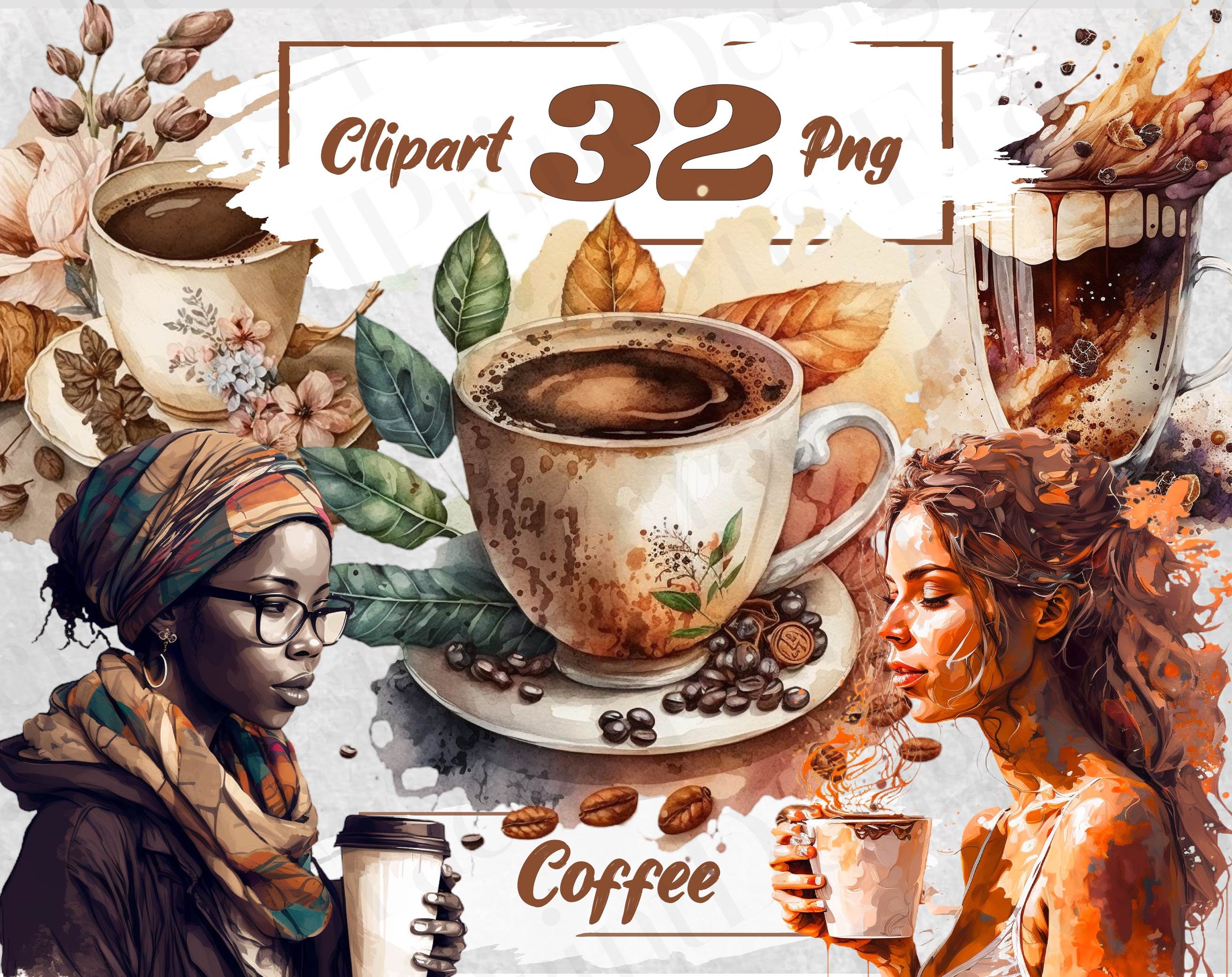 Watercolor Coffee Clip Art Coffee Cup Clipart Bundle Coffee - Etsy