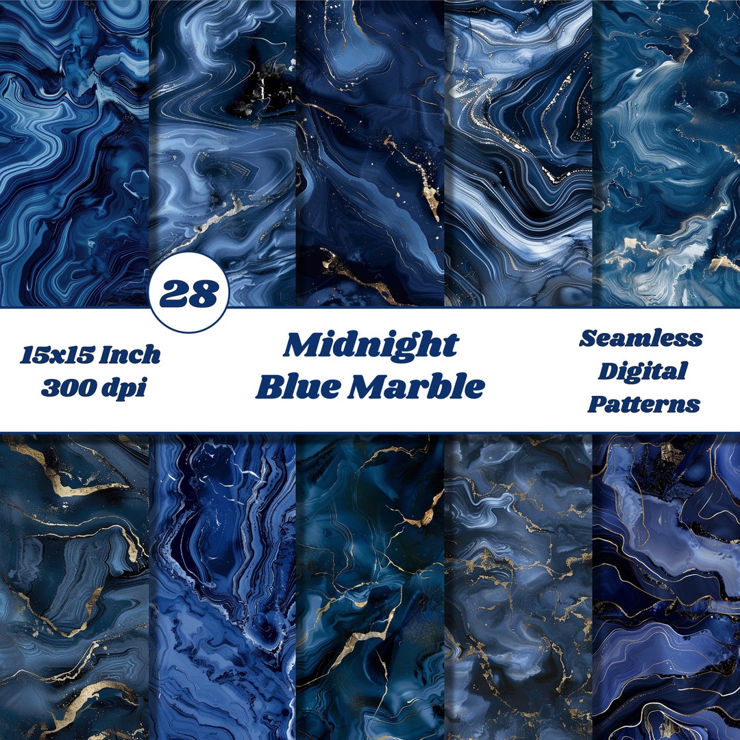 Midnight Blue Marble Seamless Pattern - Elegant Marble Design, Dark ...