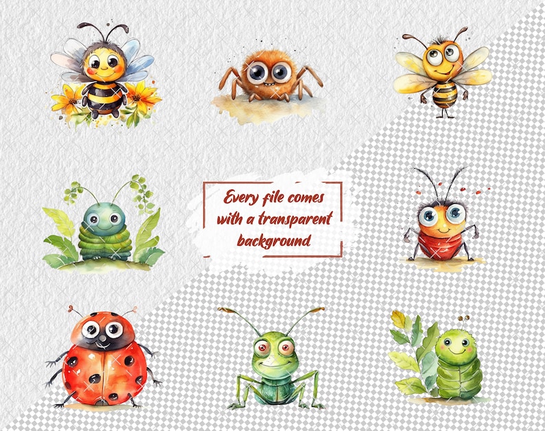 Watercolor Cute Bugs Clipart Bug Clip Art Wasp Clip Art Watercolor Kids ...