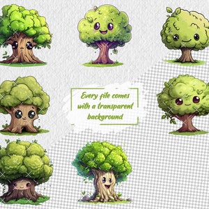 Cute Kawaii Trees Clipart, Cute Trees PNG Digital Download, Trees ...