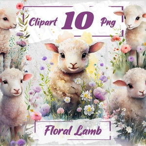 Sheep Watercolor Clipart Set, Nursery Decor, Baby Lamb Art, Farm Animal ...