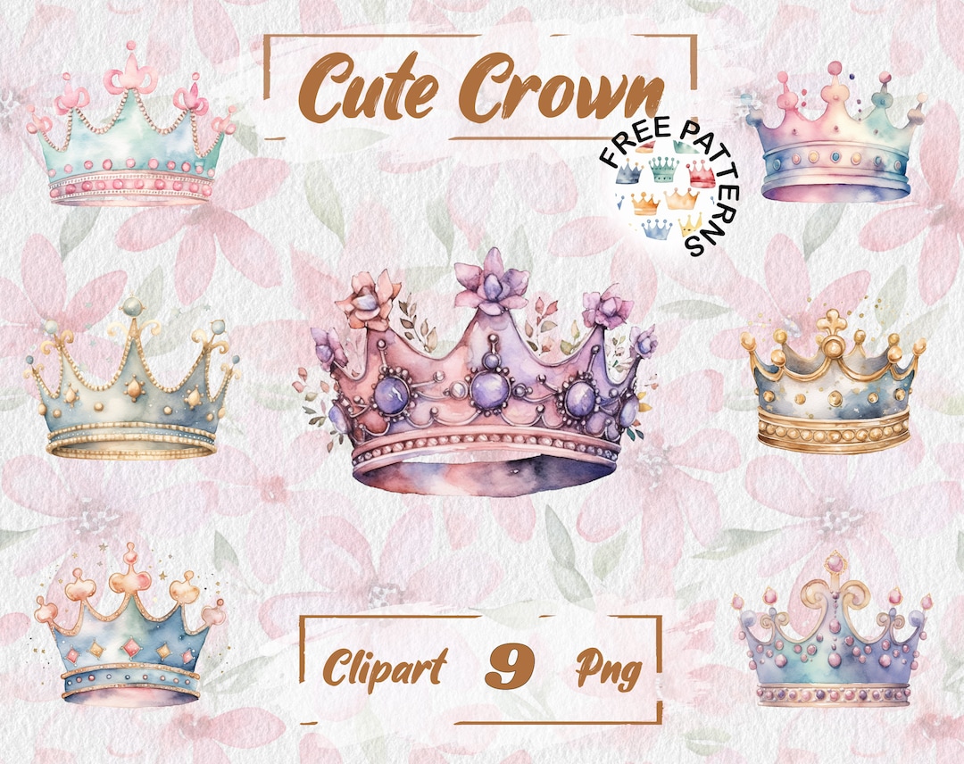 Watercolor Cute Crown Cute Crown PNG Watercolor Crown Nursery Graphics ...