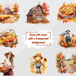 Watercolor Rustic Fall Clipart, Autumn Clipart, Autumn Cottage PNG ...