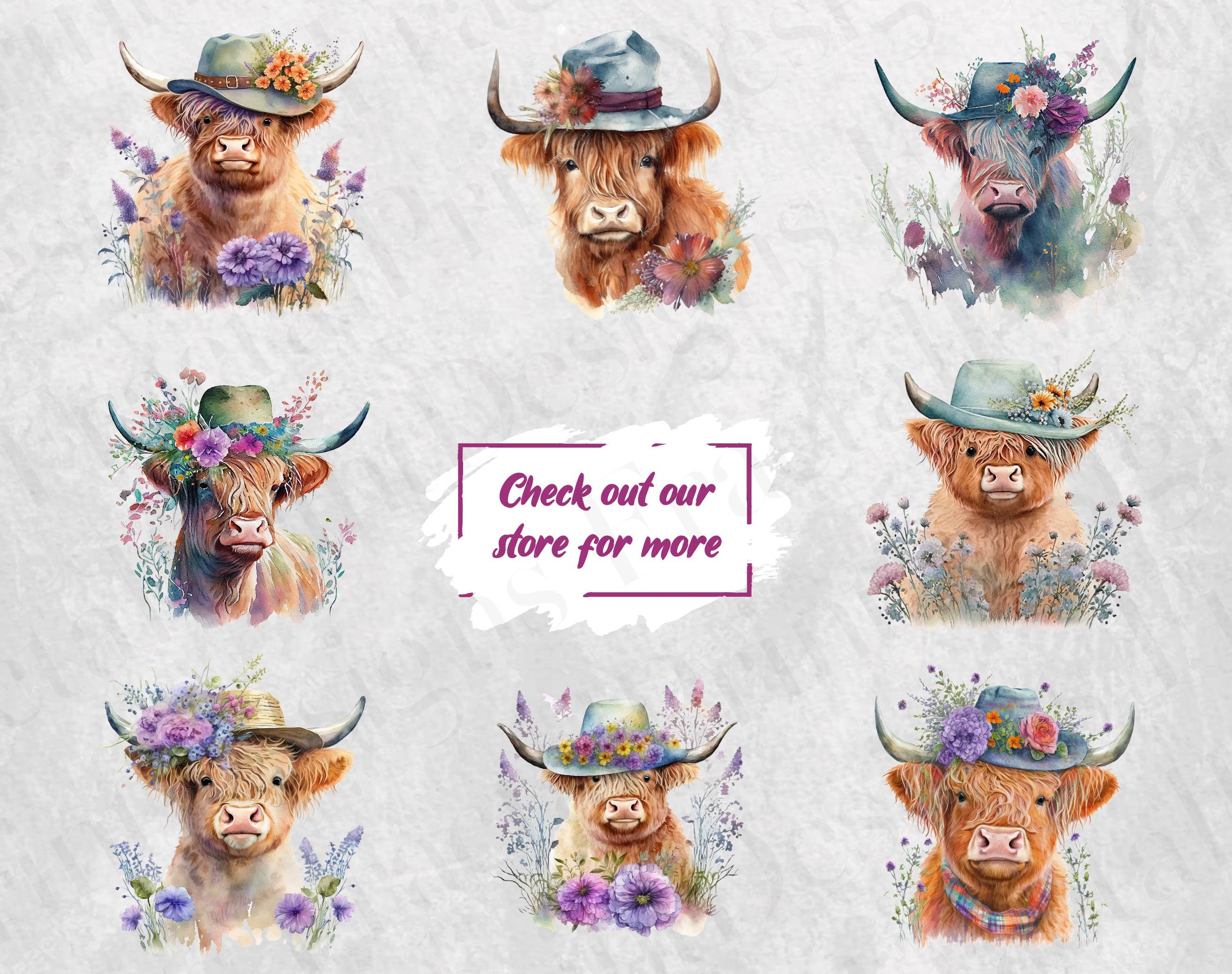 Highland Cow Mega Bundle Cow Watercolor Clipart Highland Cow - Etsy