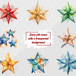 Christmas Sparkling Star, Watercolor Stars Clipart, Transparent Images ...