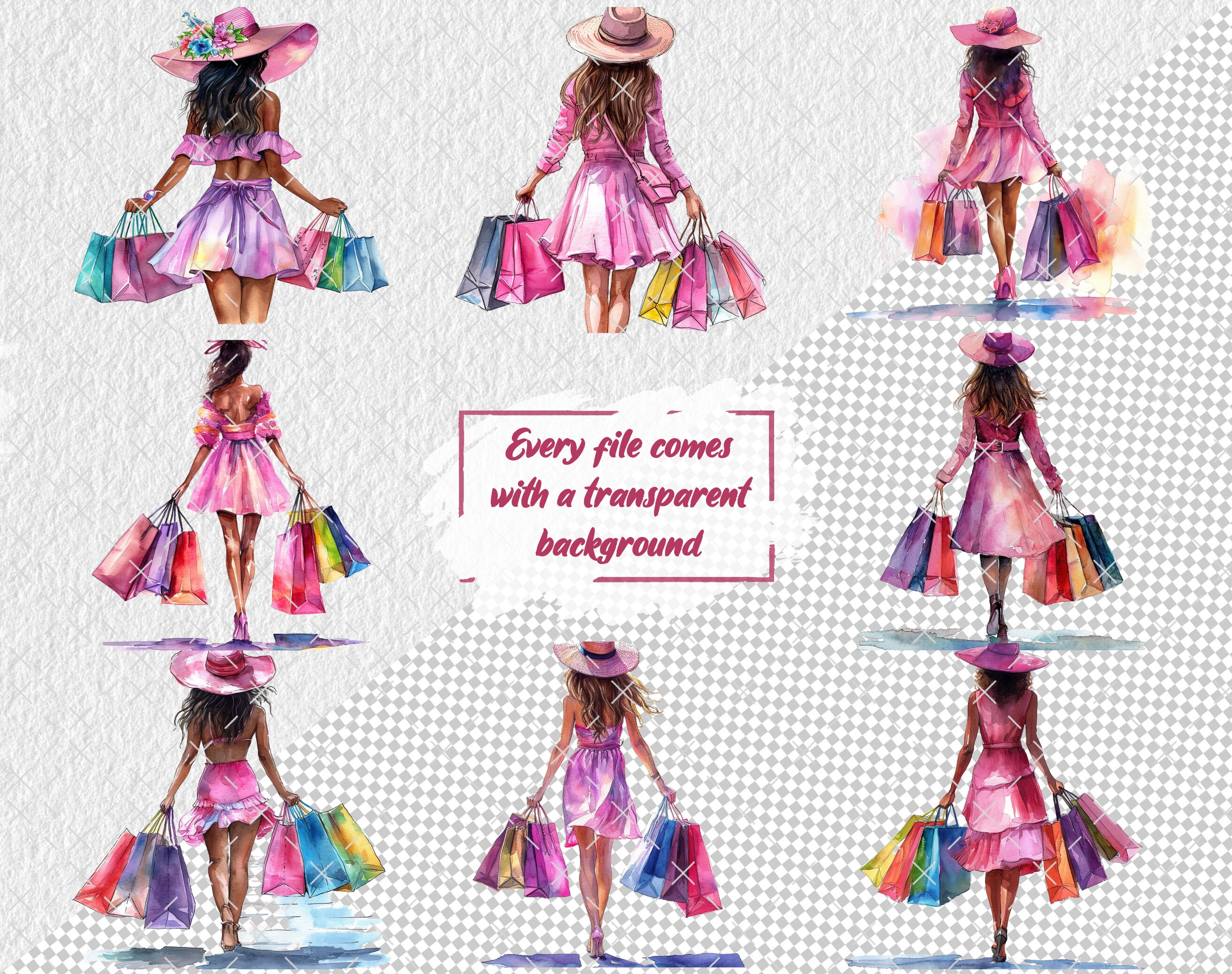 Shopping Girl Clipart, Shopping Lady Graphics, Shopping Clipart, Girl ...