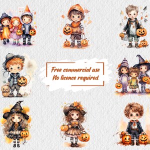 Watercolor Halloween Kids Trick or Treat PNG Cute Halloween Watercolor ...