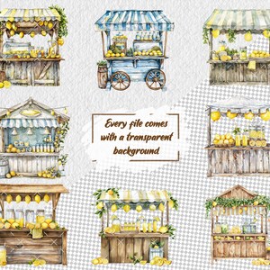 Watercolor Lemonade Stand Clipart, PNG Files, Summer Clipart, Cute ...