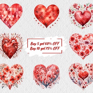 Watercolor Red Heart Clipart, Valentine's Hearts, DIY Clipart for ...