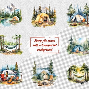 Watercolor Campsites PNG Camping Clipart Summer Activities PNG ...