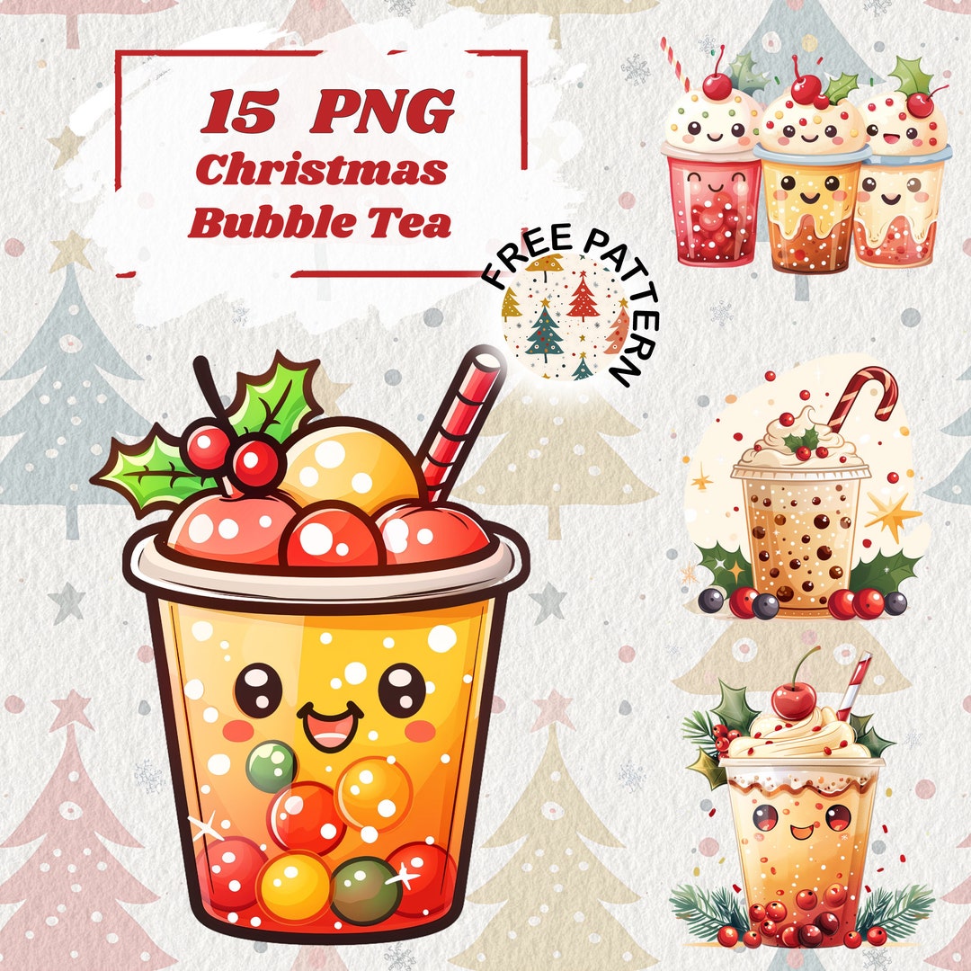 Christmas Bubble Tea PNG Clipart | Holiday Drink Art | Digital Download ...