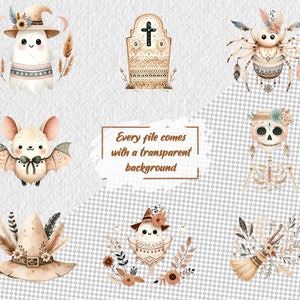 Boho Halloween Clipart PNG, Transparent Background, Bohemian Halloween ...