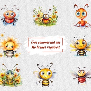 Watercolor Cute Bugs Clipart Bug Clip Art Wasp Clip Art Watercolor Kids ...