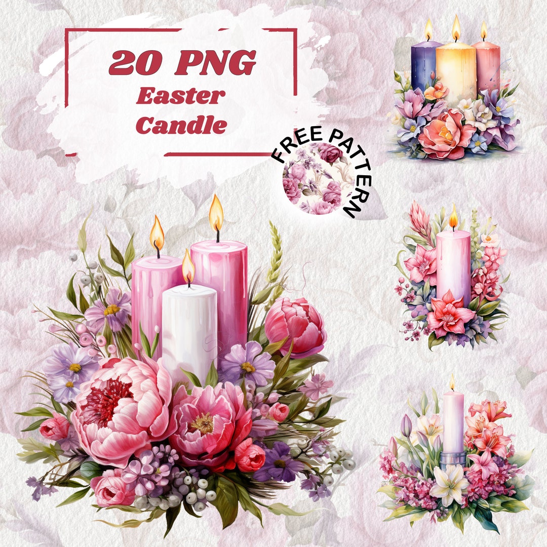 Easter Candle Clipart, Easter Images, Easter Decor, Junk Journals ...