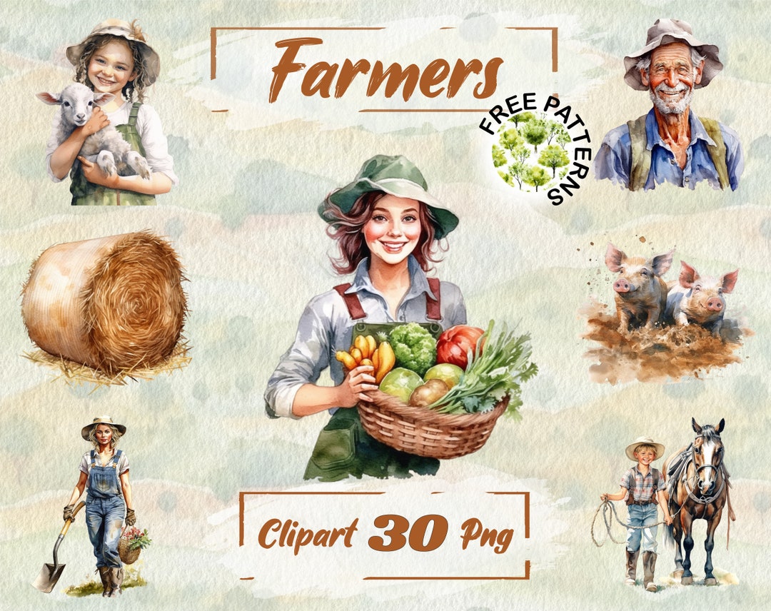 Farmers Clipart a Farm Clipart Watercolor Farm Animals PNG Clipart ...