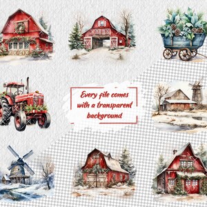 Winter Farm Barn Clipart, Watercolor Winter Farm, Farm Barn PNG ...