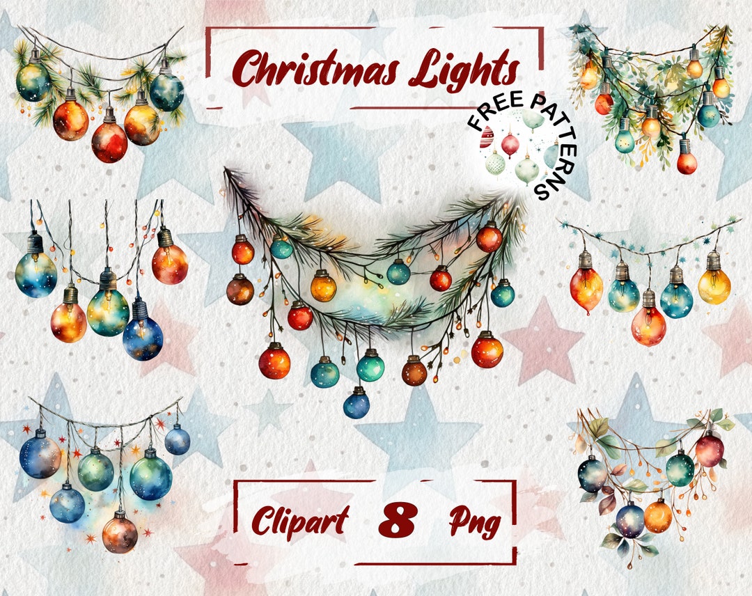 Christmas Lights Clipart, Watercolor Lights PNG, Transparent Images ...