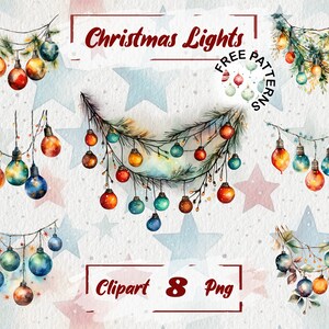 Christmas Lights Clipart, Watercolor Lights PNG, Transparent Images ...