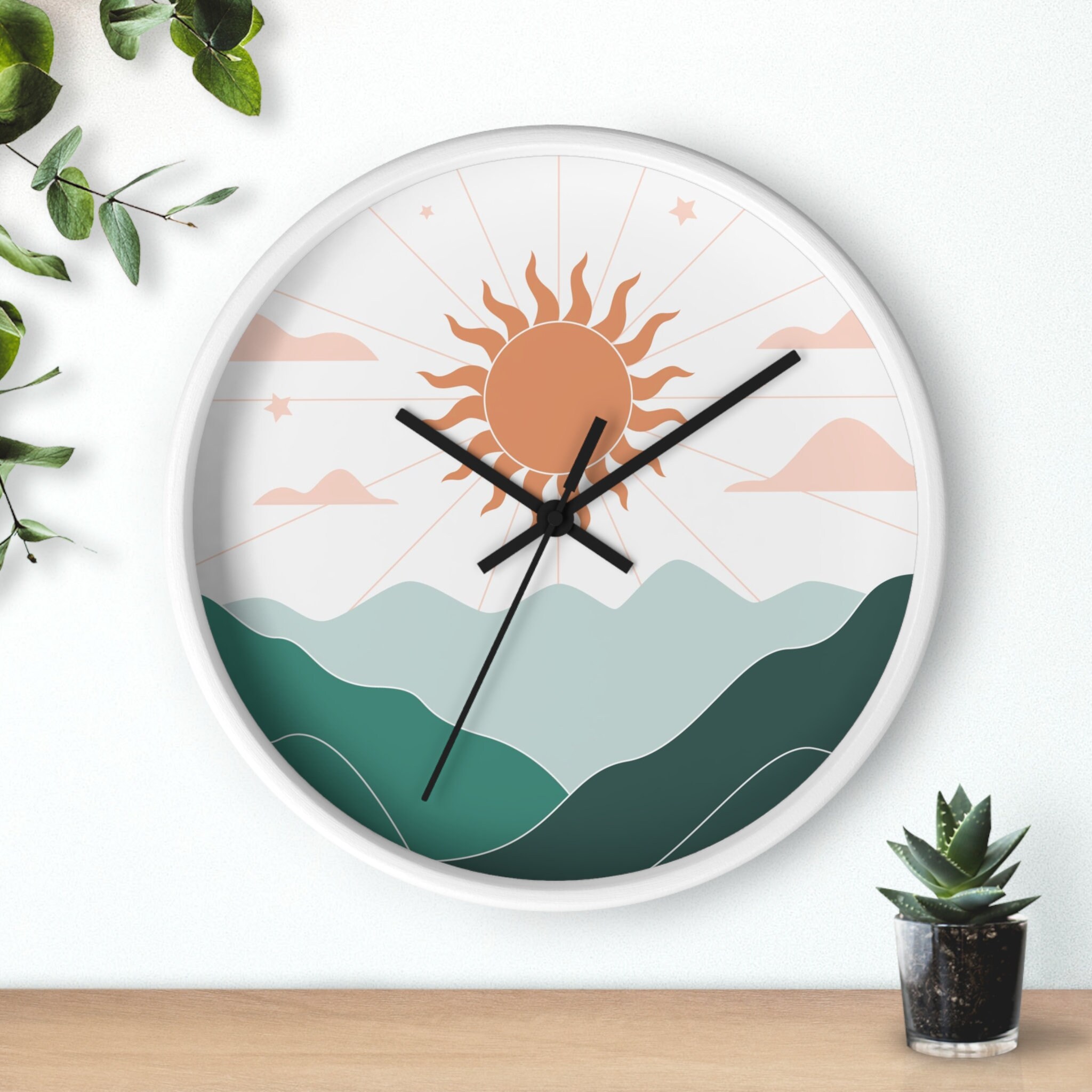 Contemporary Clock, Boho Wall Clock, Nursery Clock Minimalist Design ...