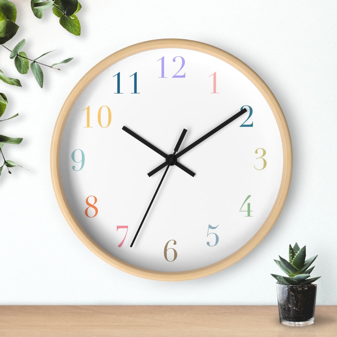 Simple Wall Clock With Colorful Numbers, Unique Design Clock, Modern ...