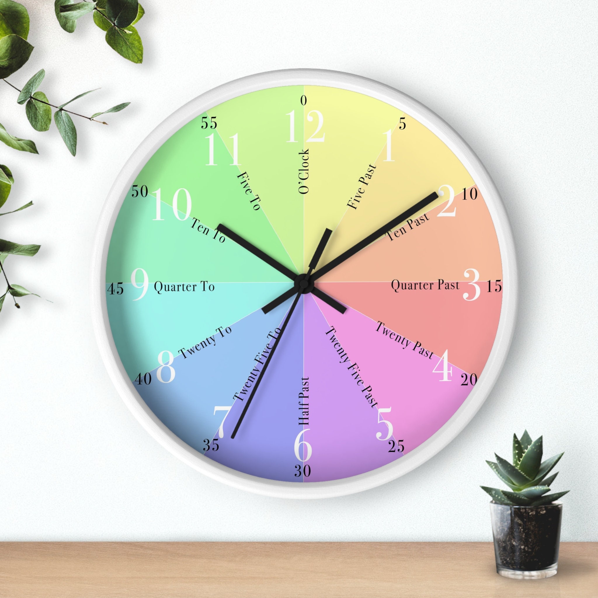 Simple Wall Clock - Telling Time Clock, Pastel Colors Clock, Color ...