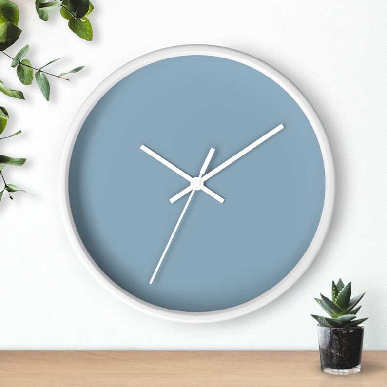 Dusky Blue Wall Clock, Pastel Carolina Blue Wall Decor, Minimalist ...